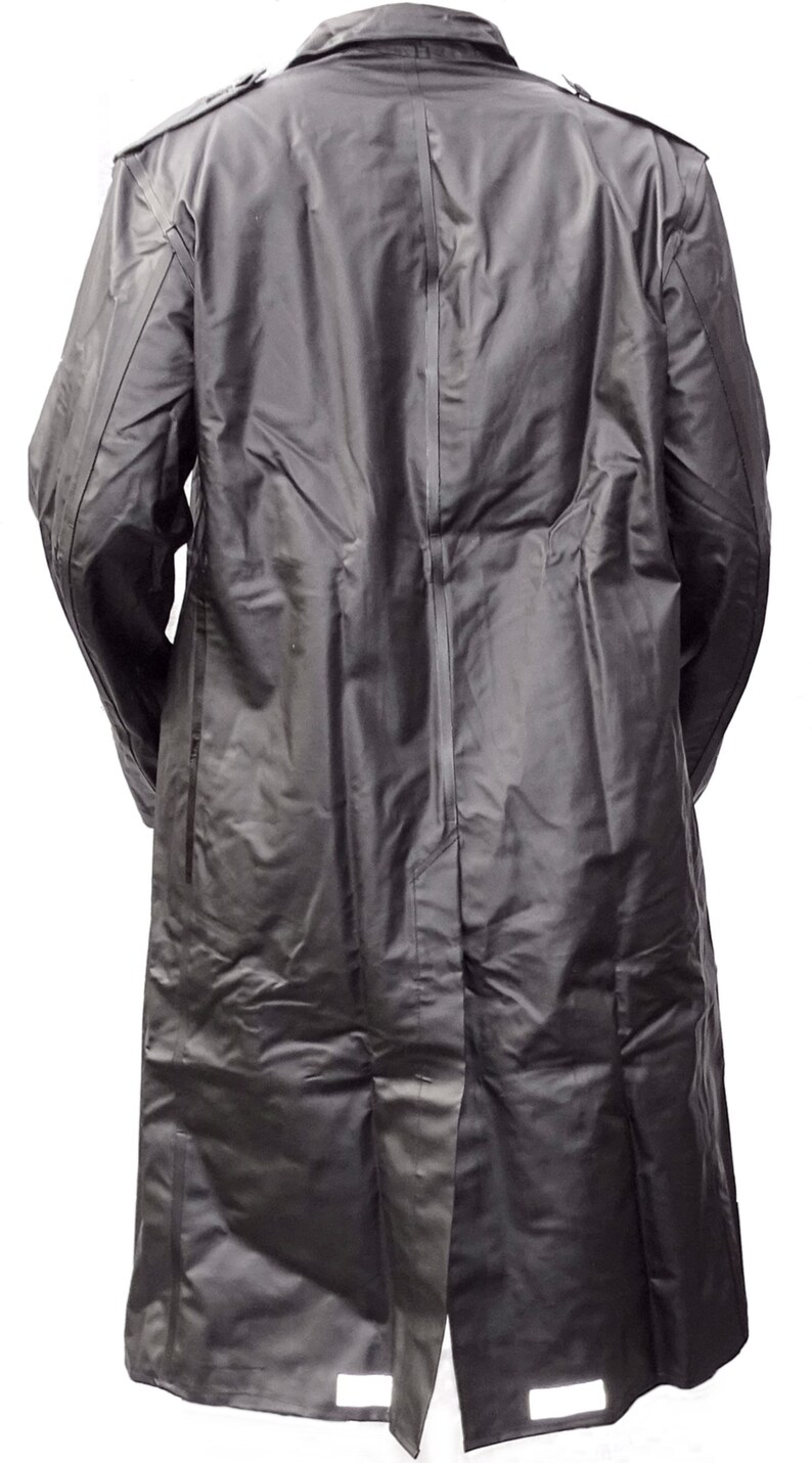 1960s Genuine Swedish Army Black Raincoat Rubber Coat Vintage Retro ...
