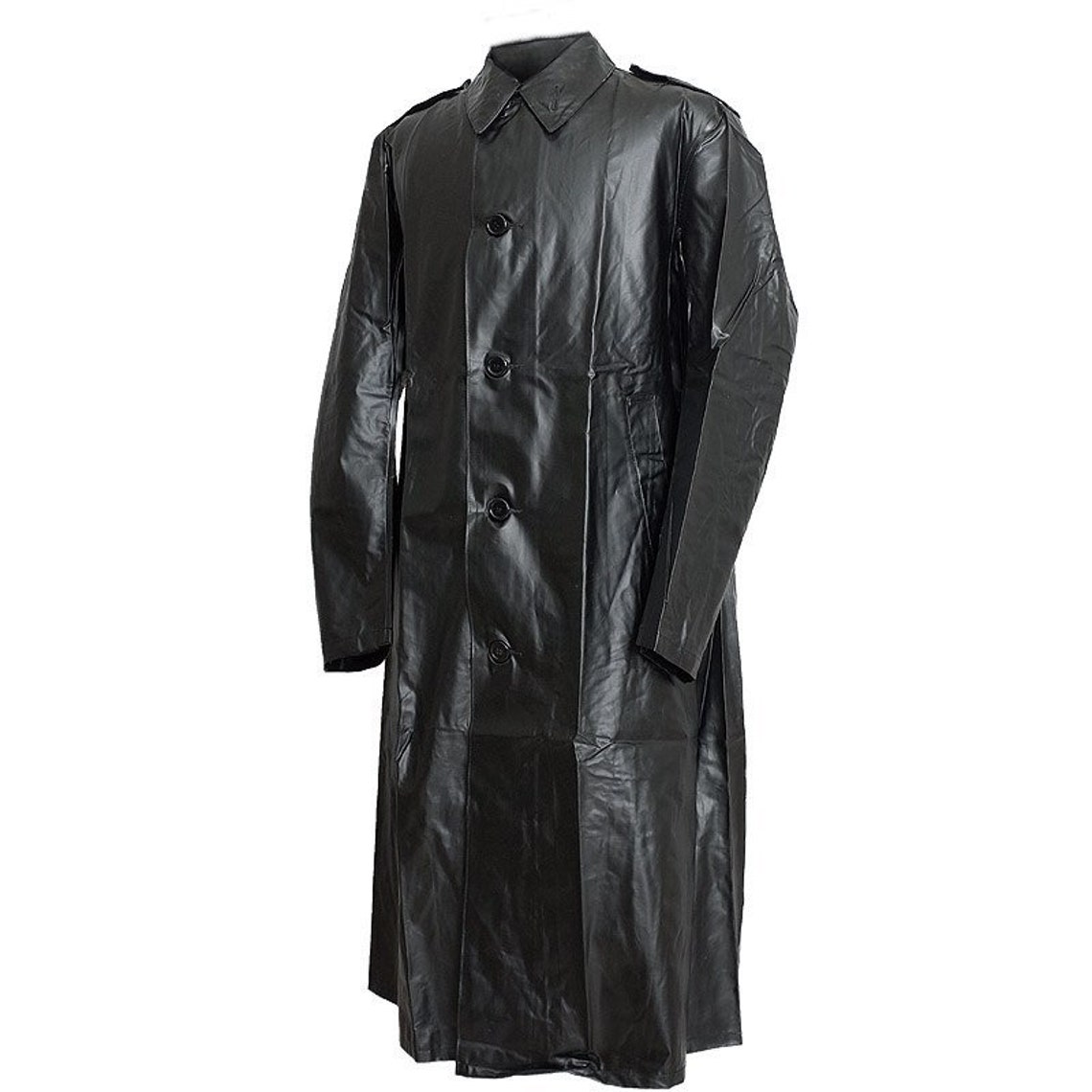 1960s Genuine Swedish Army Black Raincoat Rubber Coat Vintage Retro ...
