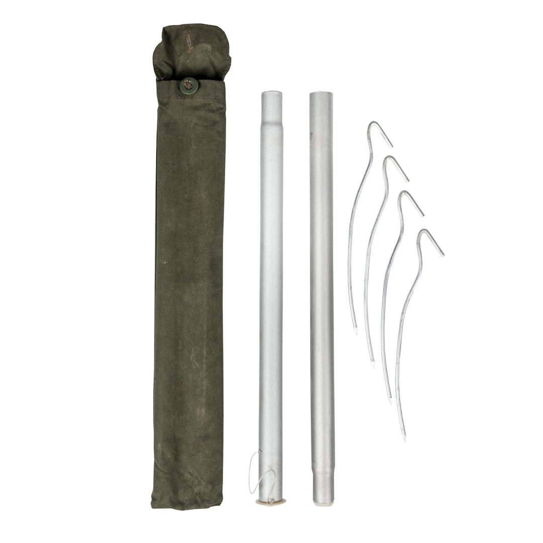 Polish Army Set of 2 Poles & 4 Pegs in Canvas Pouch Tent Bivvy Lavuu ...