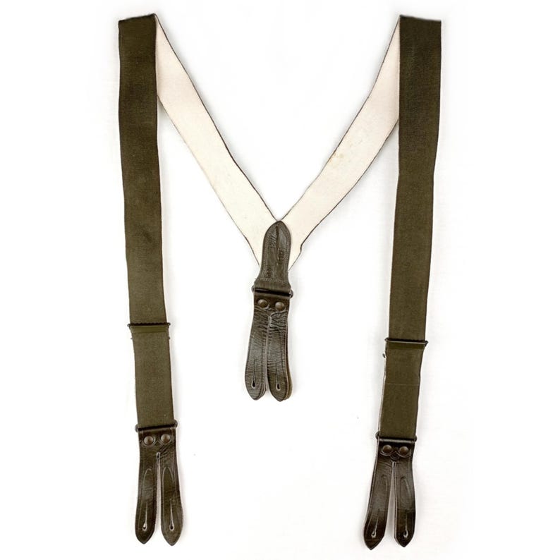 1960s German Army Braces Real Leather Ends Adjustable Olive Vintage ...