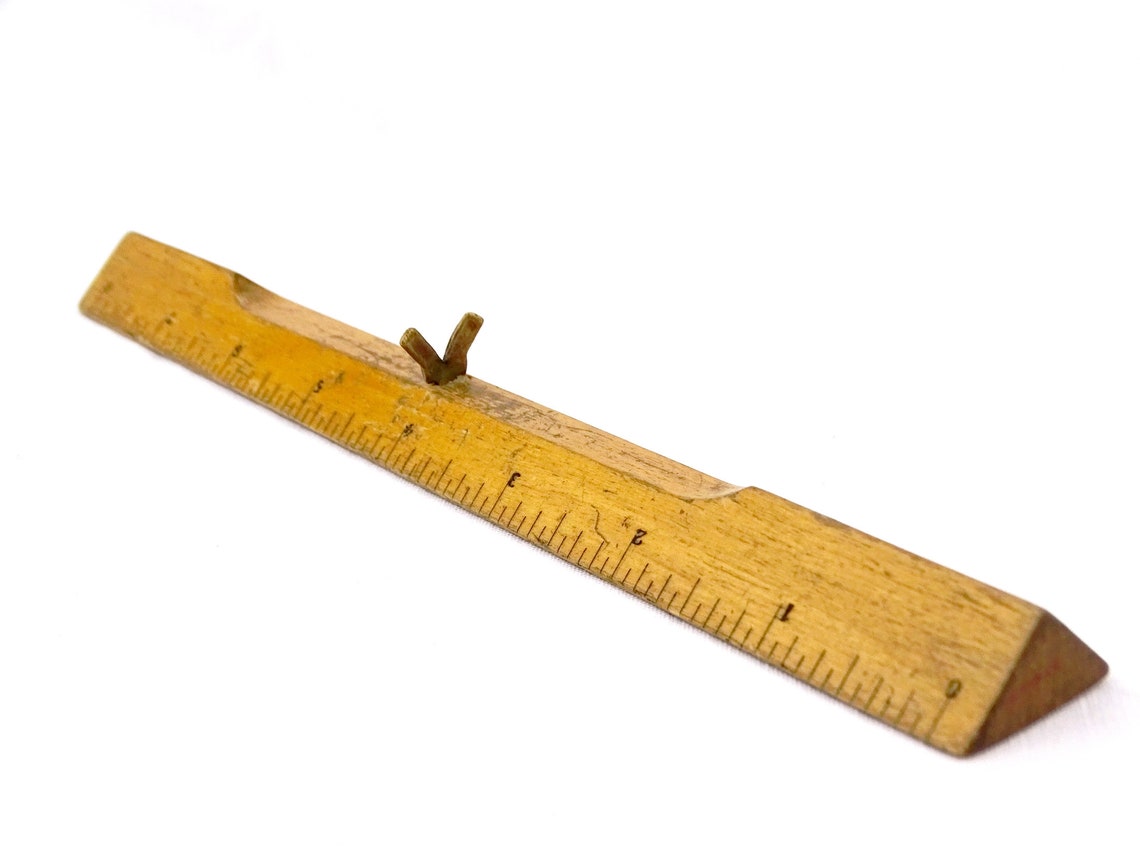 Vintage 1970s Triangular Wooden Ruler W/ Metal Handle Centimeters ...