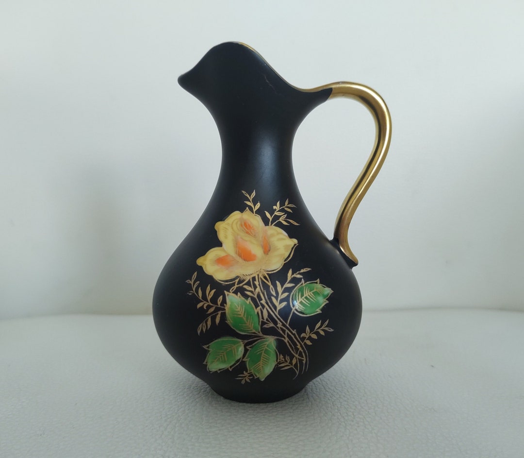 Vintage VASE Bavarian Porcelain Waldershof Bavaria Matt Black Vase ...