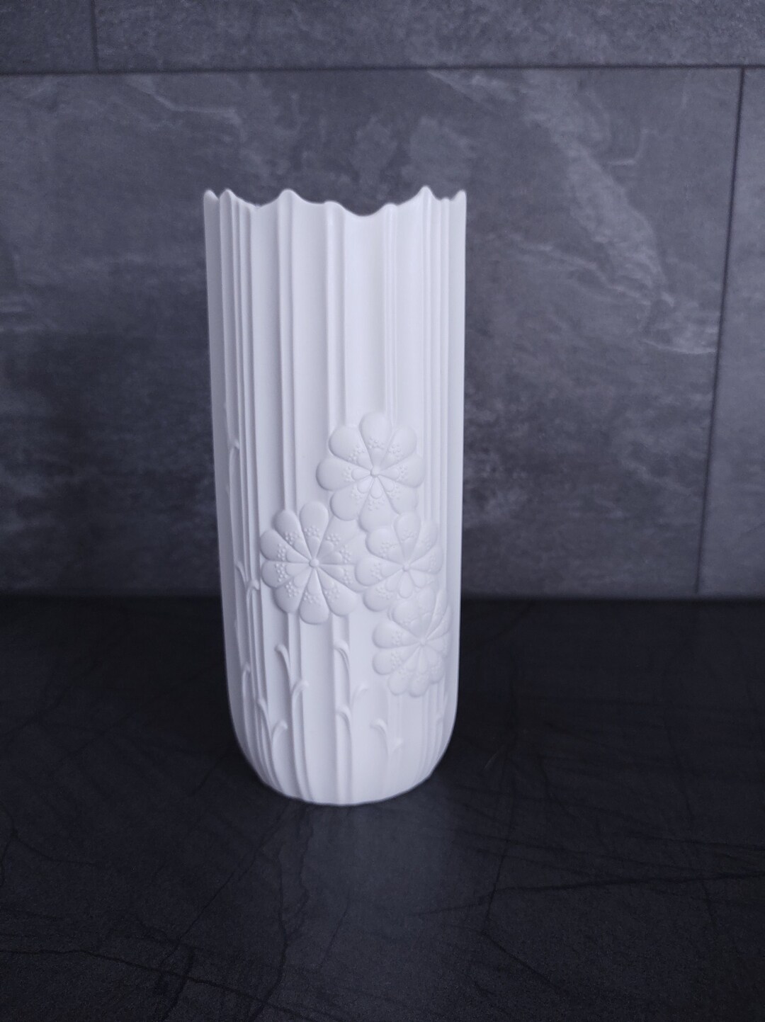 Vintage Vase M. Frey Kaiser White Biscuit Flower AK Kaiser W. Germany ...