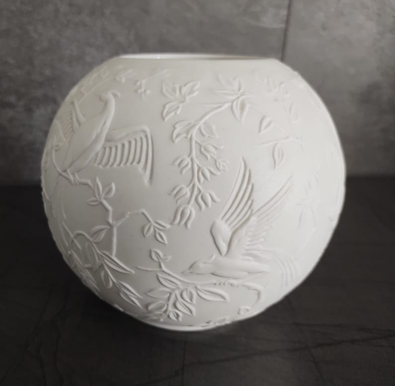 Vintage VASE AK Kaiser 291 Biscuit Vase 1970s Round Vase Birds ...
