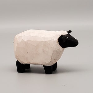 Hand Carved Wood Folk Art Black Faced Sheep - Etsy