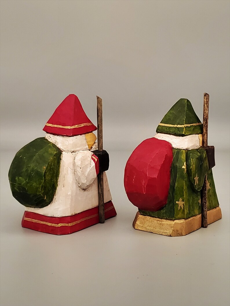 Hand Carved Wooden Folk Art Triangle Santa Claus Figure - Etsy