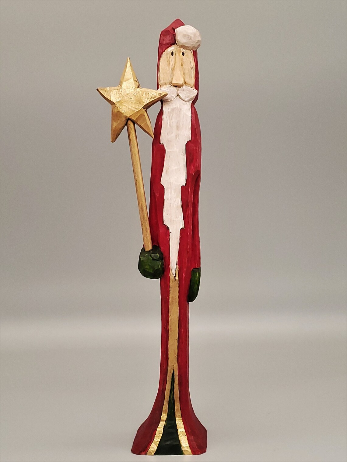 Hand Carved Wooden Folk Art Santa Claus Figure - Etsy