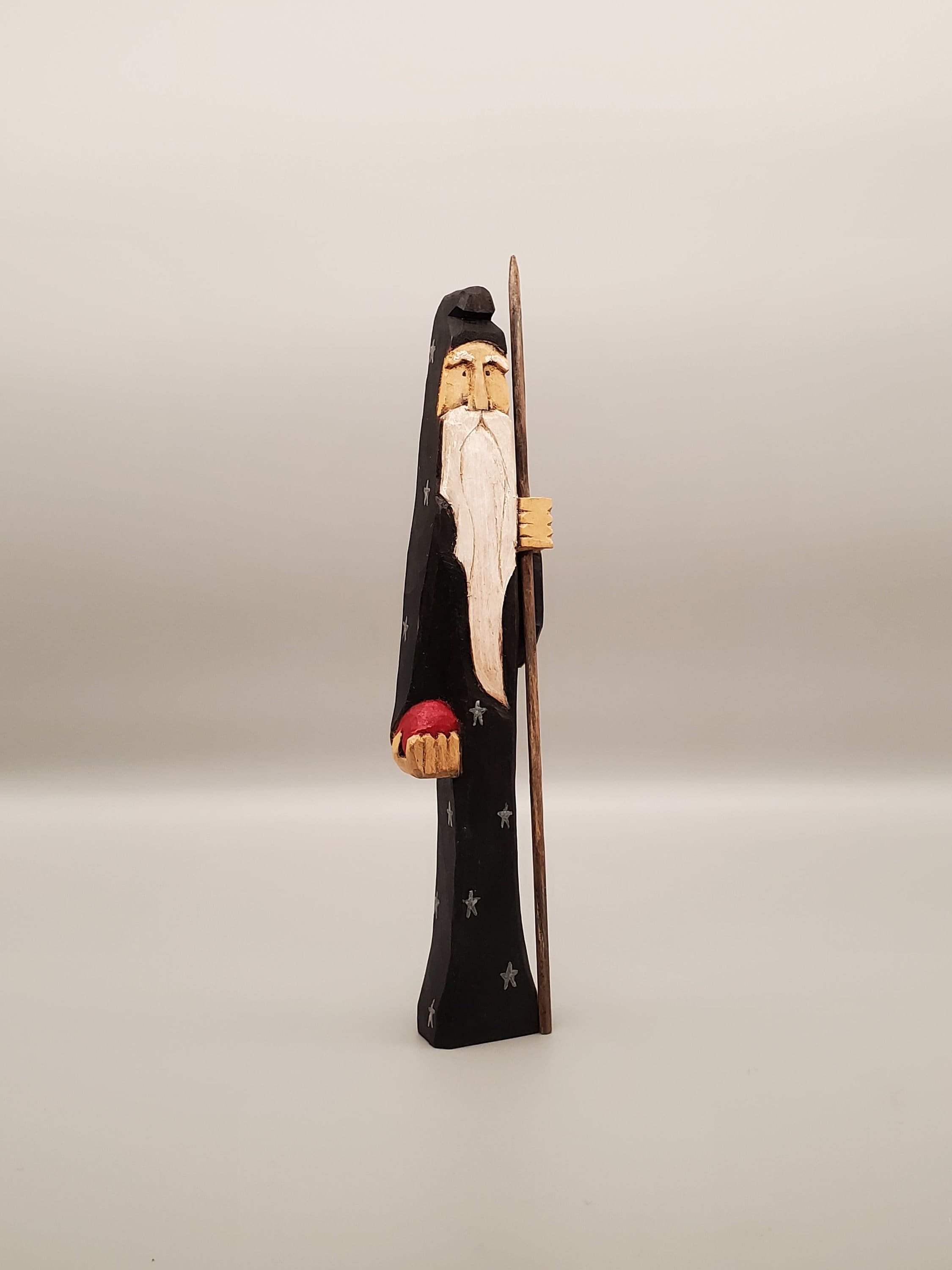 Hand Carved Wooden Folk Art Wizard - Etsy