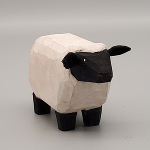Hand Carved Wood Folk Art Black Faced Sheep - Etsy