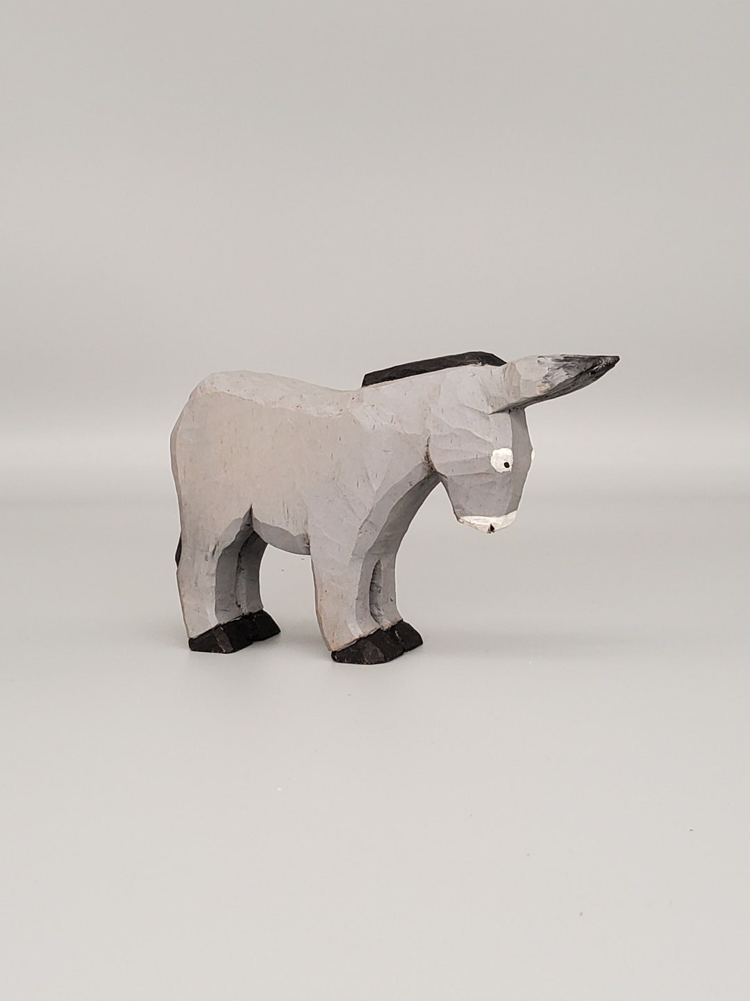 Hand Carved Wood Folk Art Donkey - Etsy