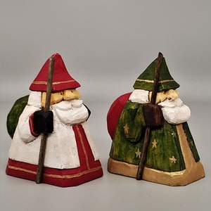 Hand Carved Wooden Folk Art Triangle Santa Claus Figure - Etsy