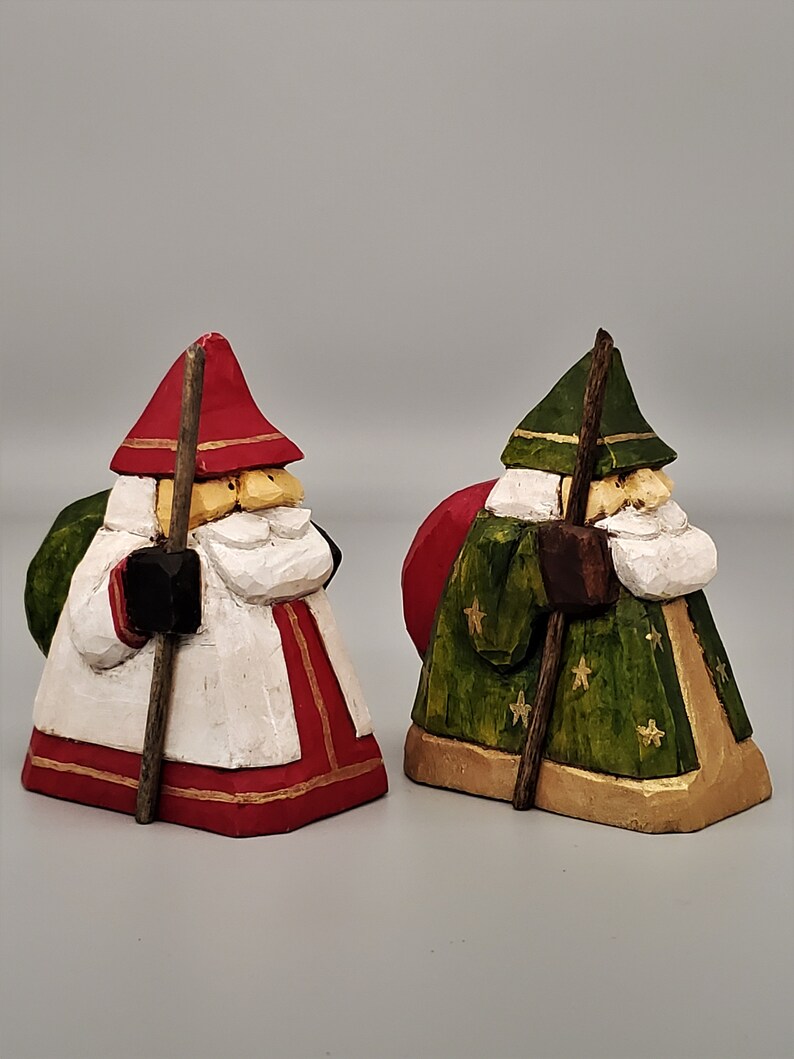 Hand Carved Wooden Folk Art Triangle Santa Claus Figure - Etsy