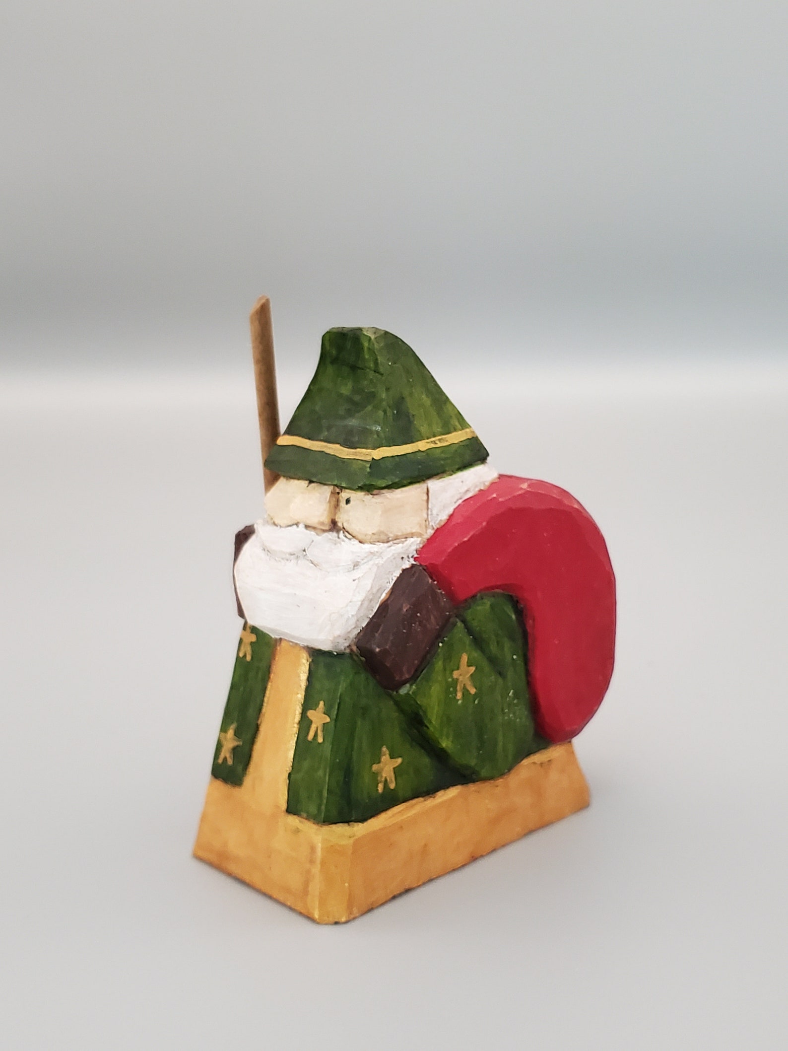Hand Carved Wooden Folk Art Triangle Santa Claus Figure - Etsy