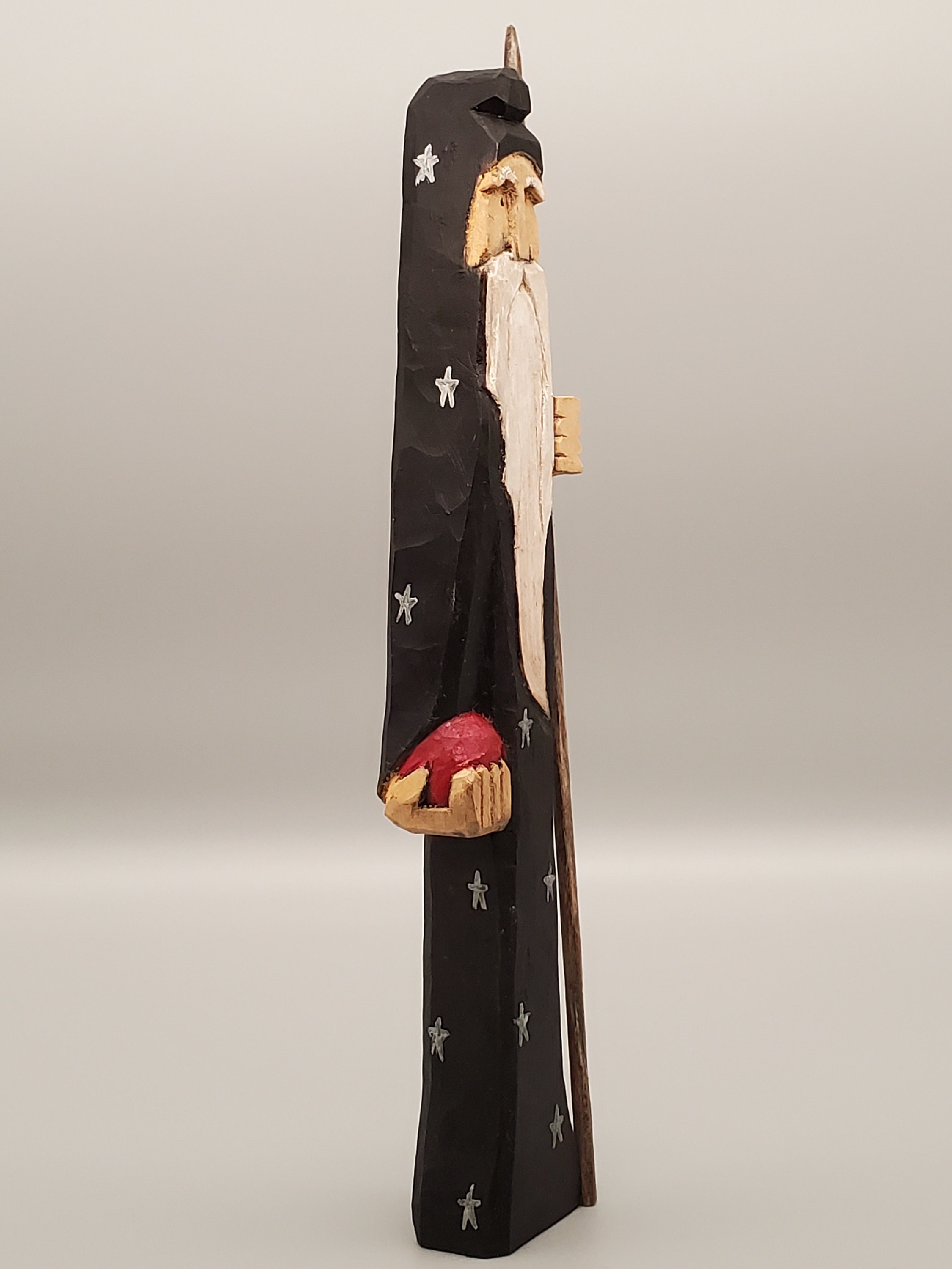 Hand Carved Wooden Folk Art Wizard - Etsy