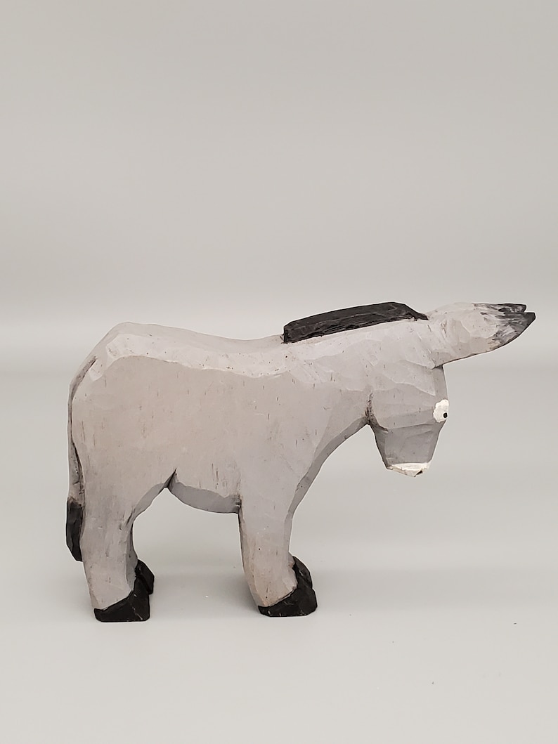 Hand Carved Wood Folk Art Donkey - Etsy