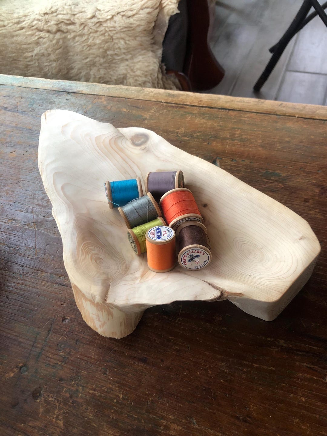 Hand Carved Natural-sided Cedar Wood Decorative Catch-all/table Tray - Etsy