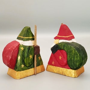 Hand Carved Wooden Folk Art Triangle Santa Claus Figure - Etsy