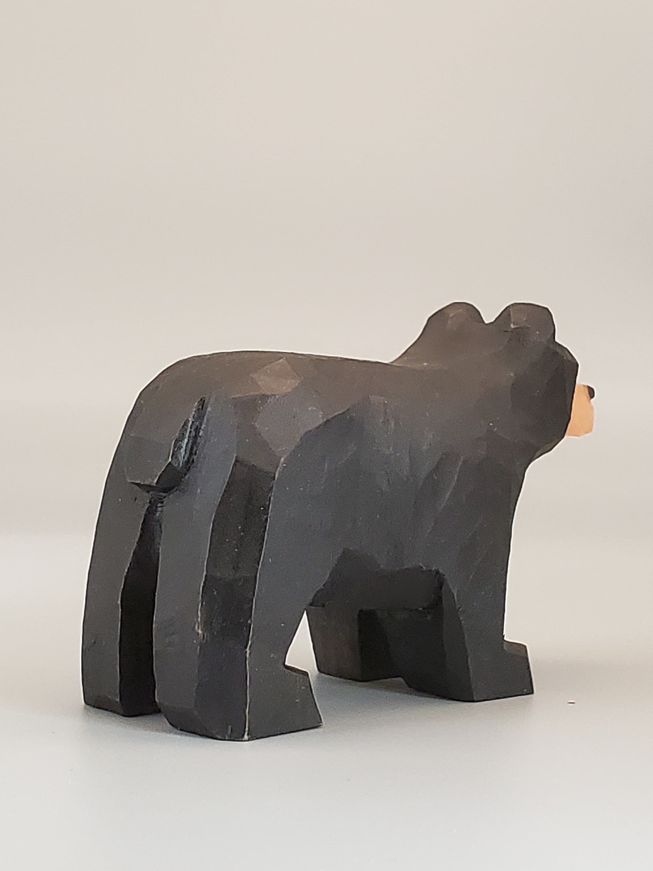 Hand Carved Wooden Folk Art Black Bear Figure - Etsy