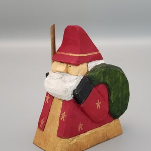 Hand Carved Wooden Folk Art Triangle Santa Claus Figure - Etsy