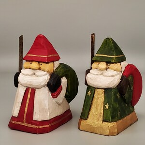 Hand Carved Wooden Folk Art Triangle Santa Claus Figure - Etsy