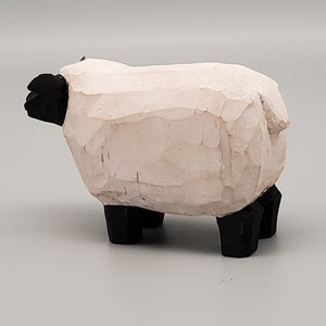 Hand Carved Wood Folk Art Black Faced Sheep - Etsy