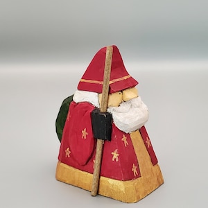 Hand Carved Wooden Folk Art Triangle Santa Claus Figure - Etsy