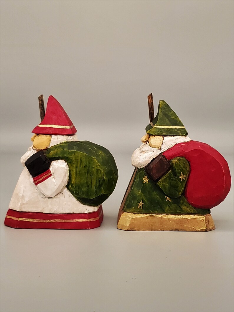 Hand Carved Wooden Folk Art Triangle Santa Claus Figure - Etsy