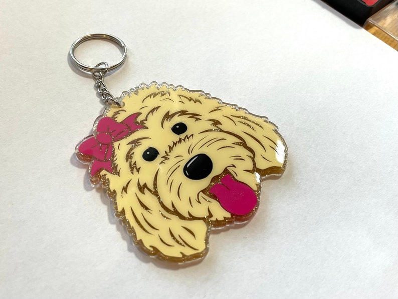 Labradoodle Golden Doodle Dog Face Keychain - Etsy