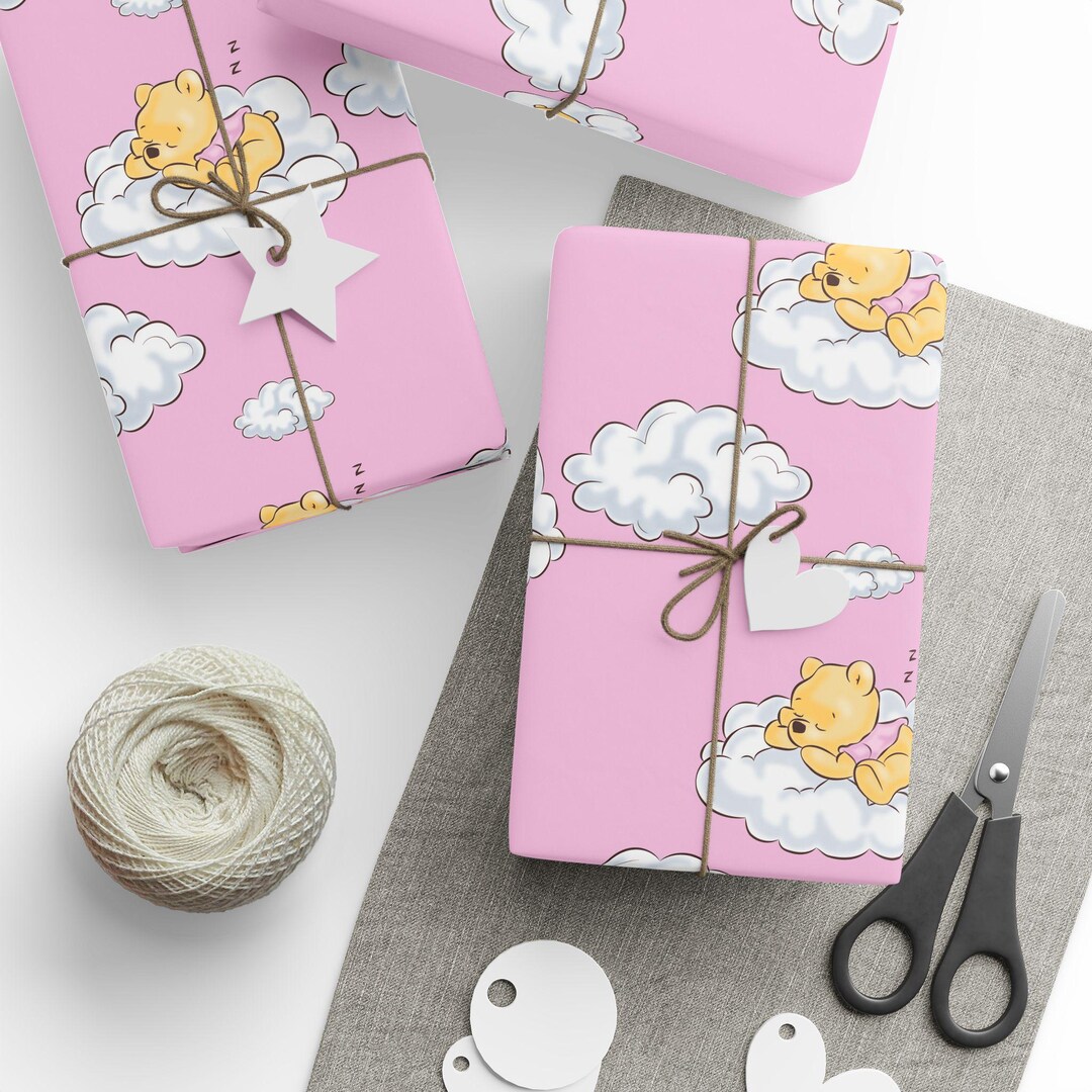 Baby Classic Pooh Wrapping Paper, Pink Shirt, Cloud Theme - Etsy