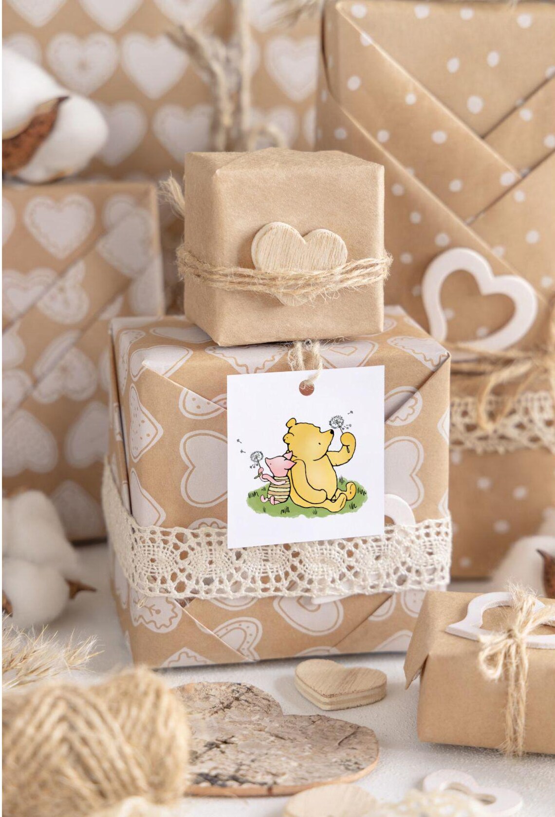 Winnie the Pooh Gift Tags: Dandelion Design, Personalized Present Tag ...