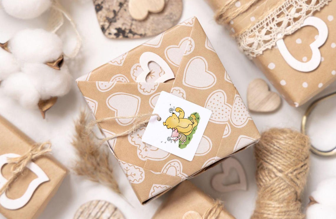 Winnie the Pooh Gift Tags: Dandelion Design, Personalized Present Tag ...