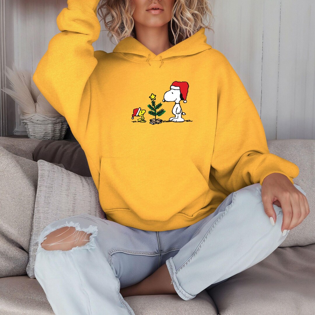 Snoopy and Woodstock Santa Hats Christmas Hoodie, Peanuts Holiday ...