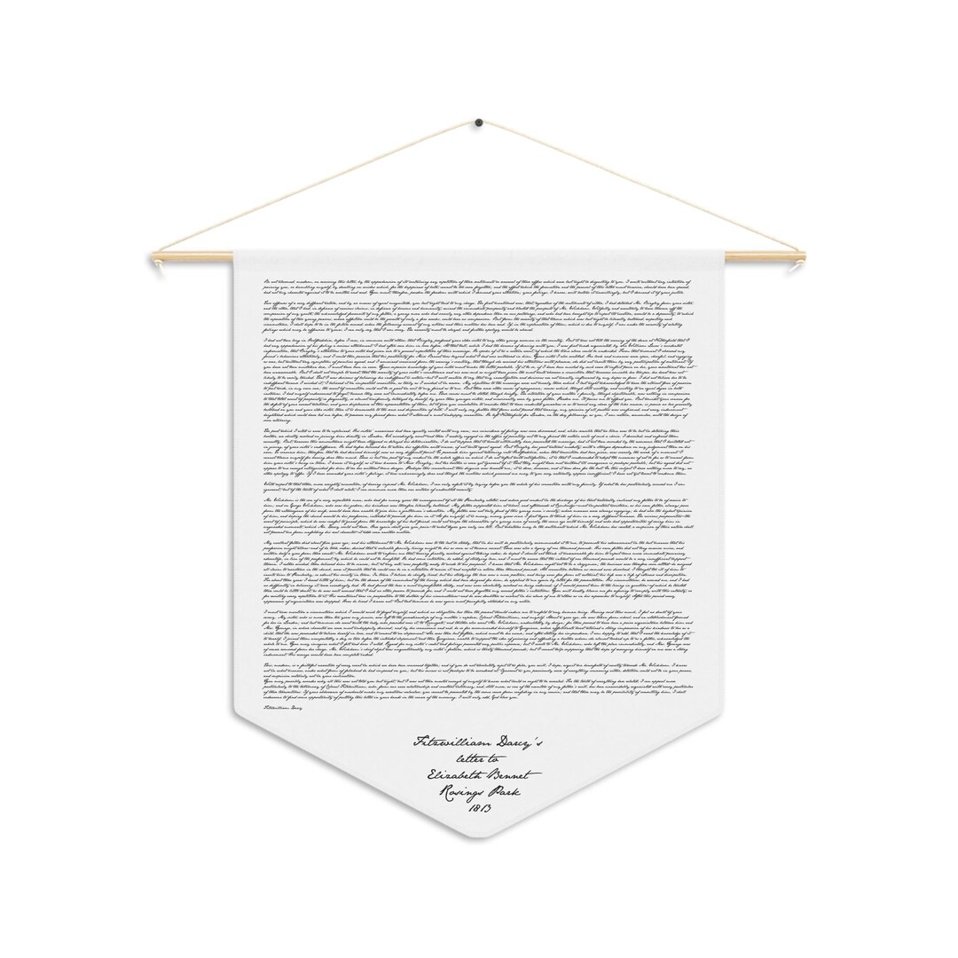 Pride and Prejudice Letter by Mr. Darcy, Pennant Wall Decor, , Jane ...