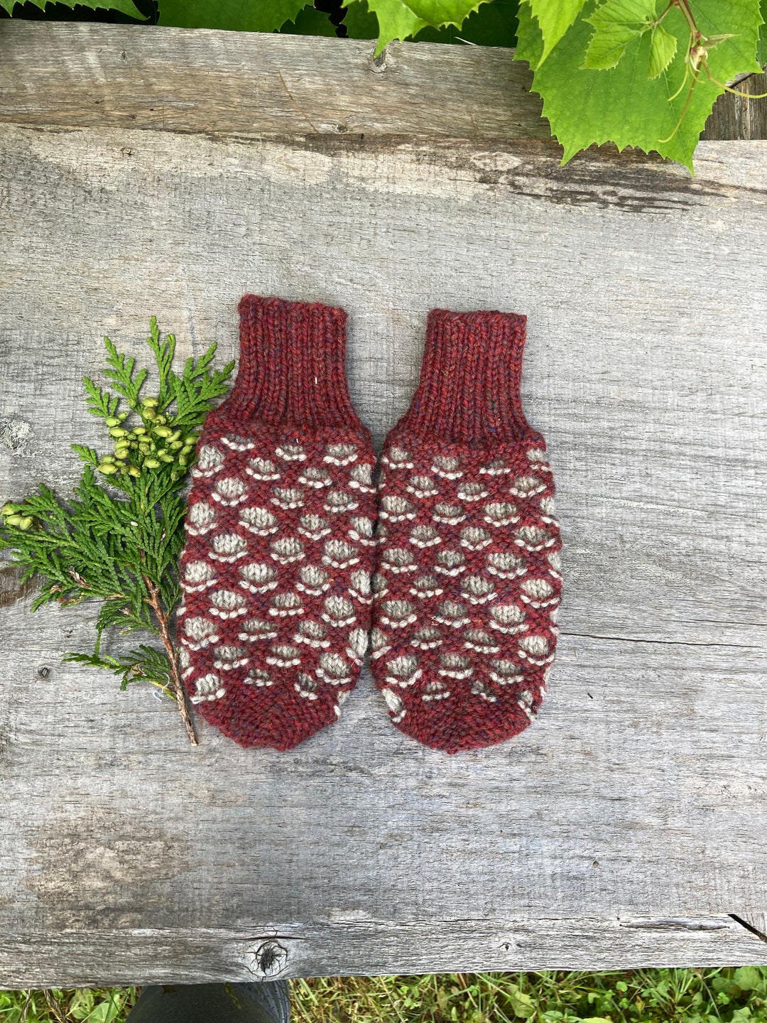 Newfoundland Style Youth Wool Mittens Rust Colored Youth - Etsy