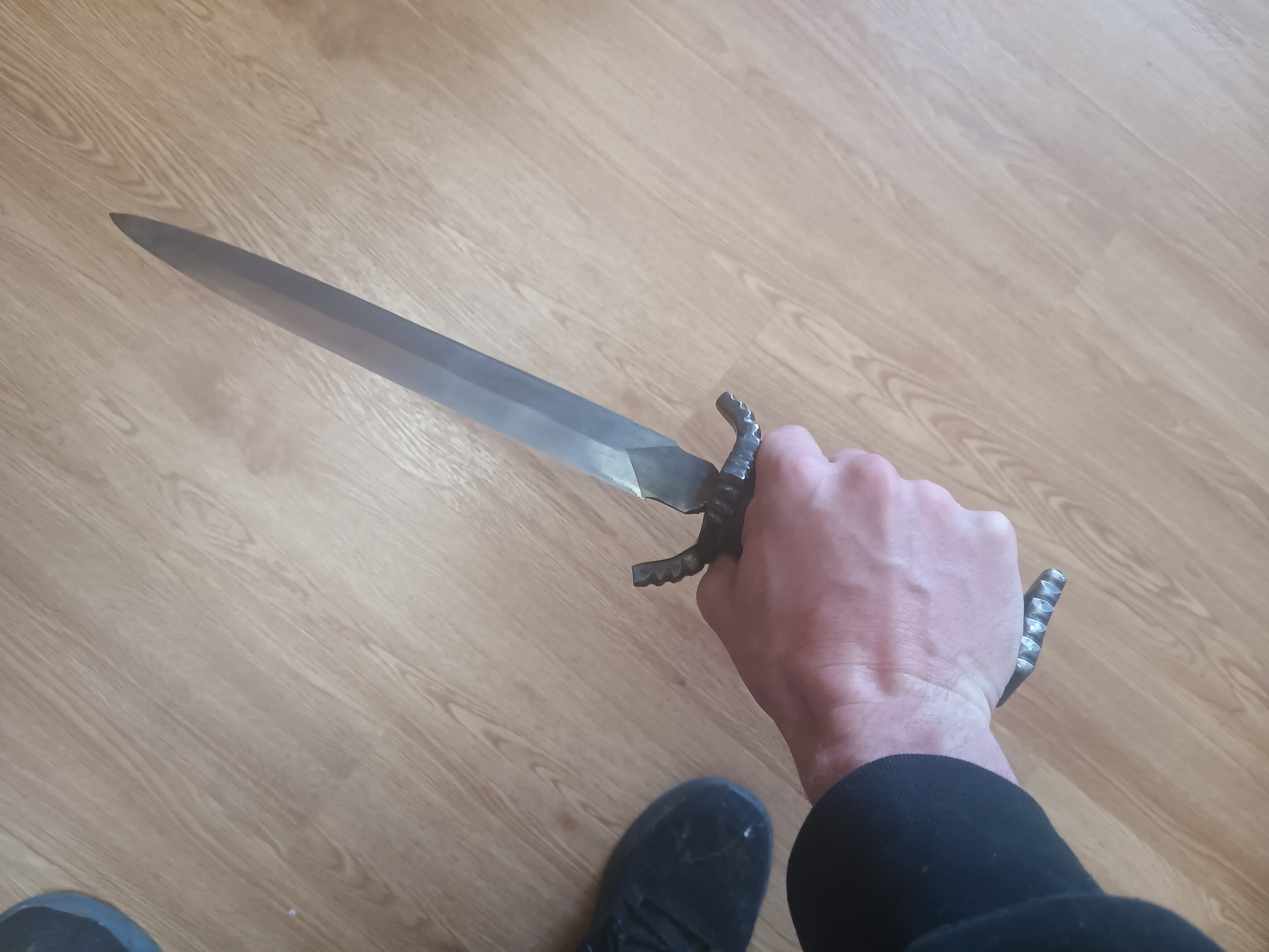 Hand Forged Medieval Style Dagger With Diamond Bar Guard and Semi-flat ...