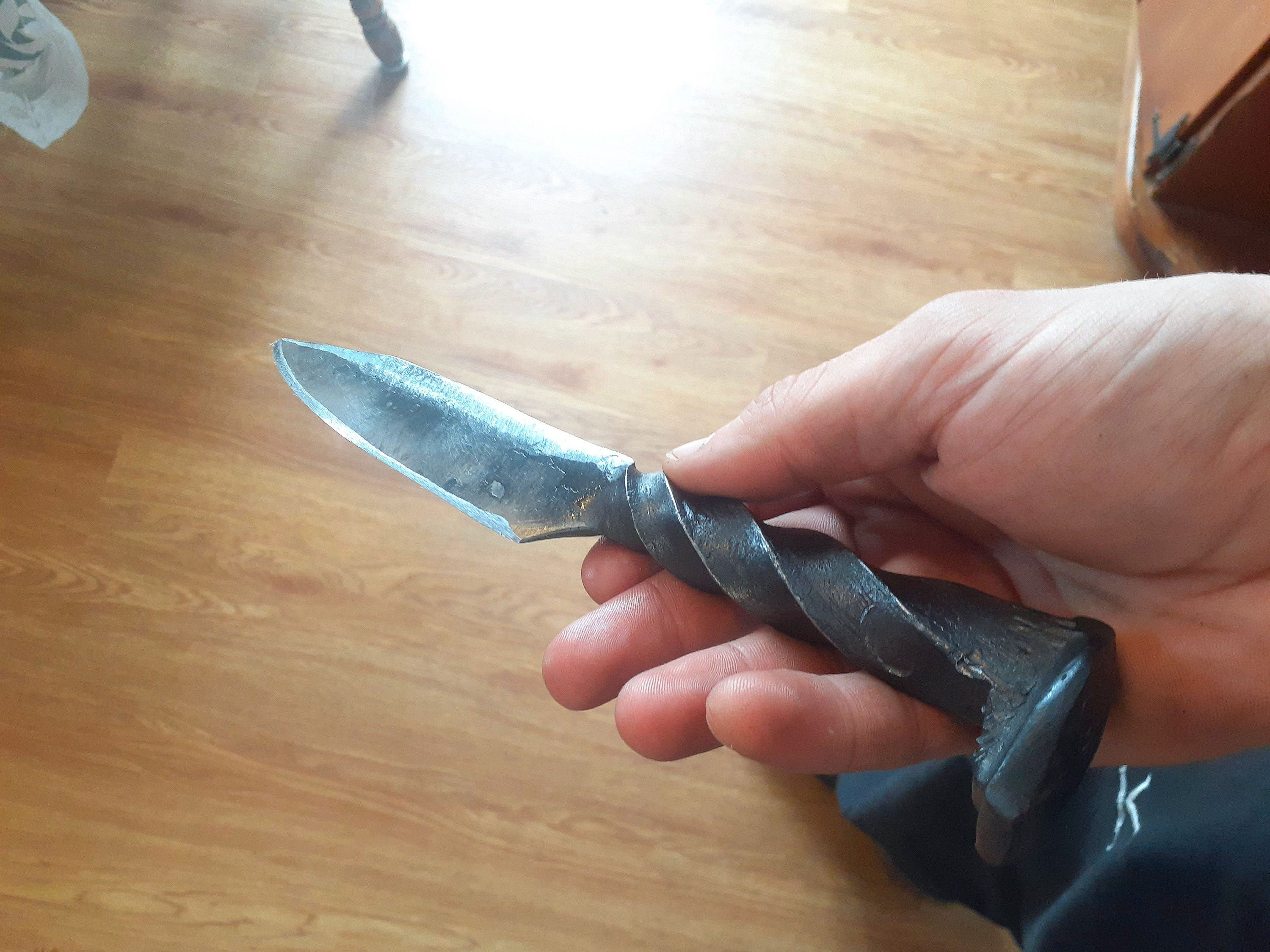 Hand Forged Railroad Spike Camp Cook Knife With Twisted Handle - Etsy