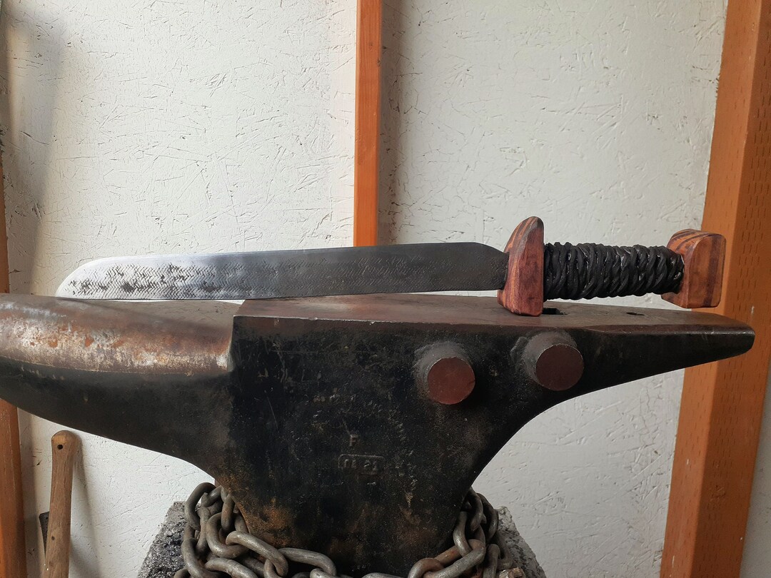 Hand Forged Single Edged 12 Inch Bladed, Short Sword, Braided and Epoxy ...