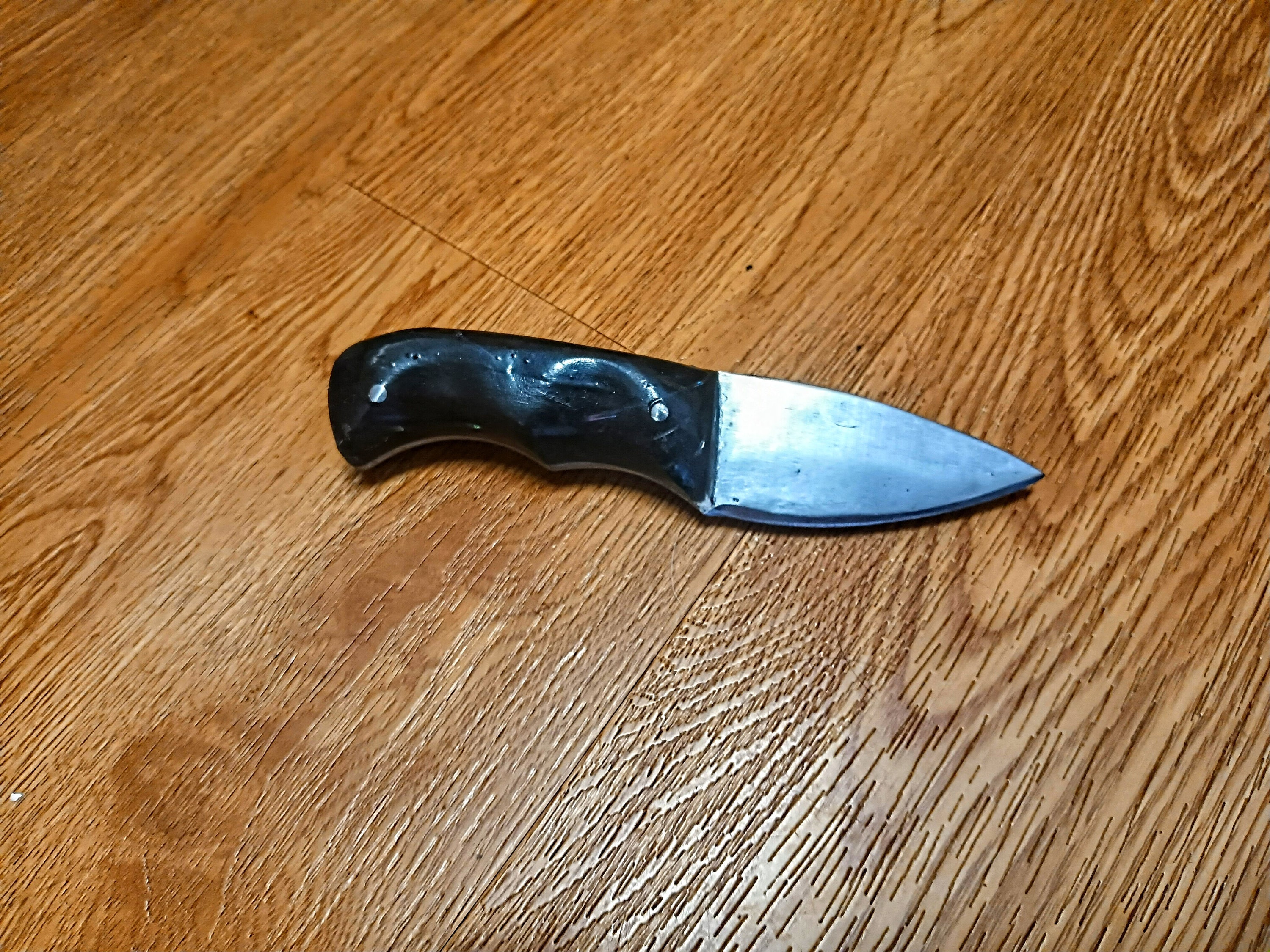 Drop Point Broadbladed Hunting Knife With Handmade Epoxy Resin Black ...