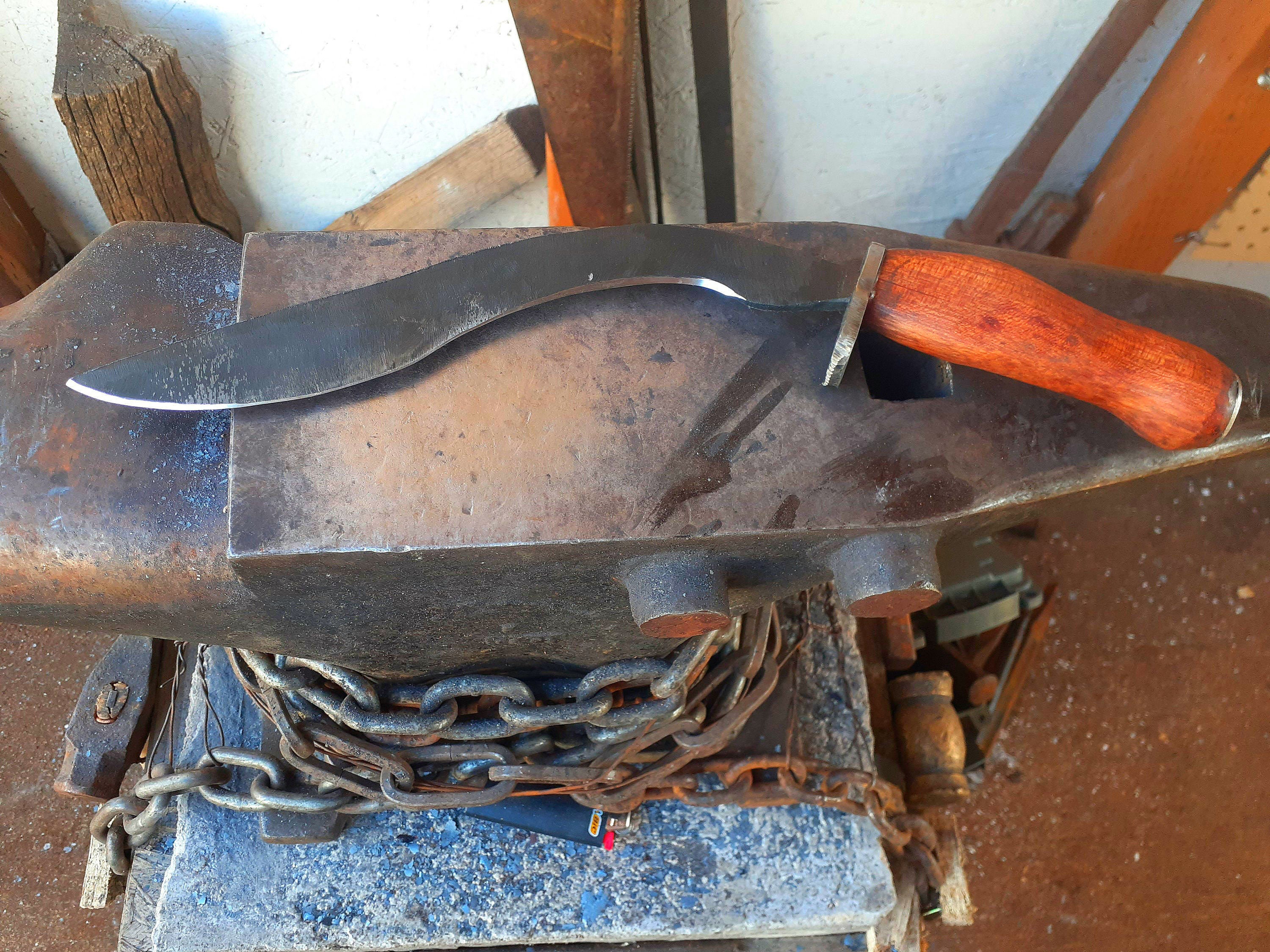 Hand Forged Mini-kukri Knife With Burn Through Handle and Guard. - Etsy