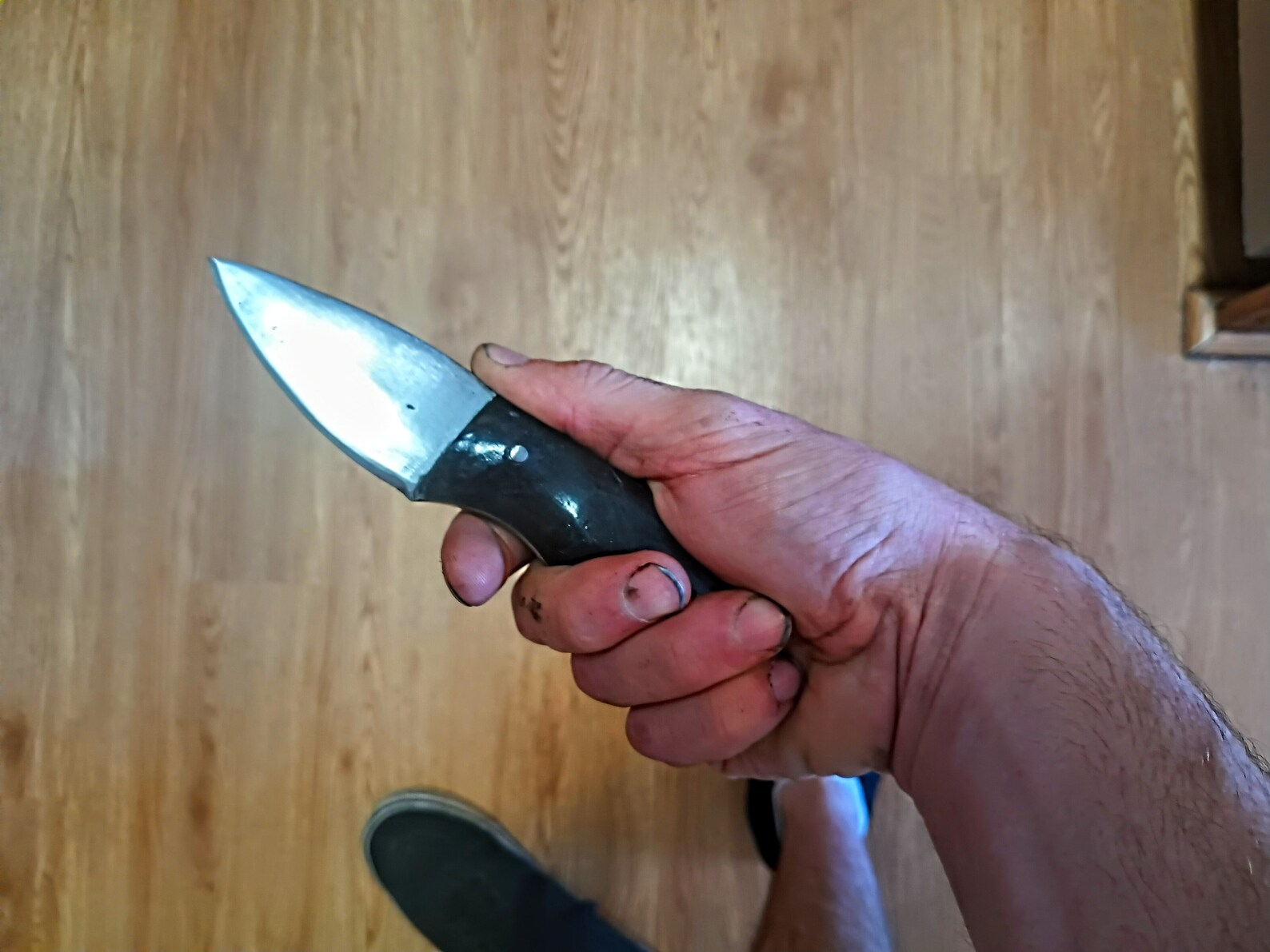 Drop Point Broadbladed Hunting Knife With Handmade Epoxy Resin Black ...