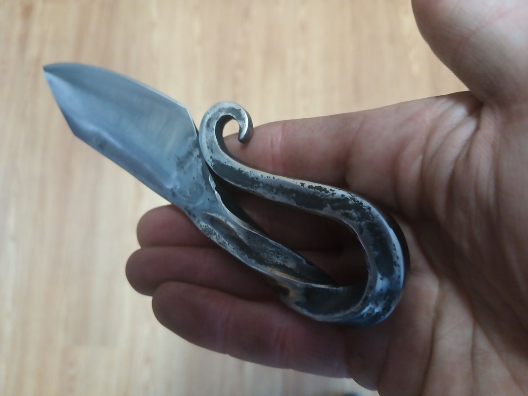 Hand Forged, Blacksmith Knife, Runt Knife, Neck Knife, Coil Spring ...