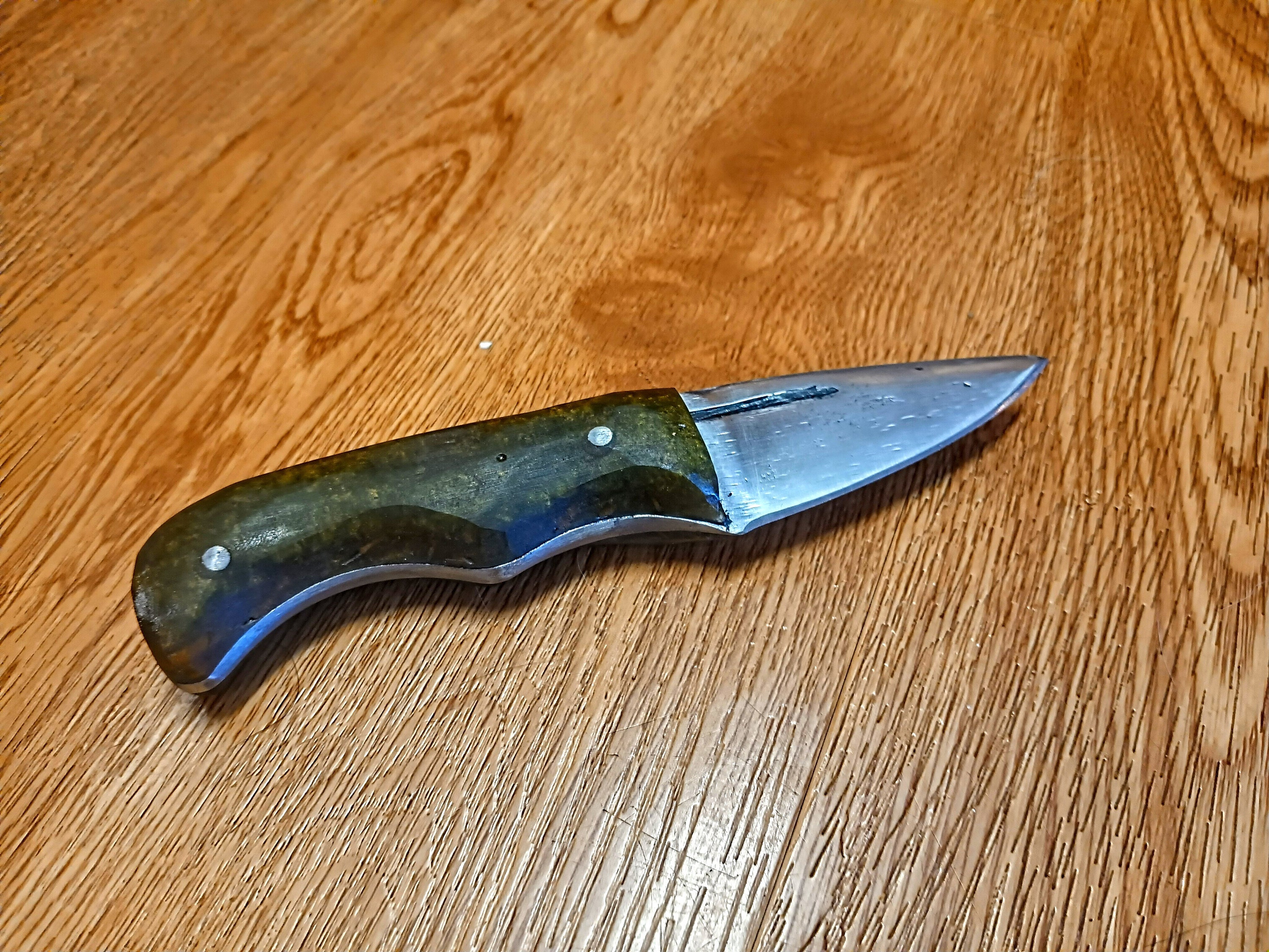 Short Triangular Blade Skinning Knife Featuring Handmade Epoxy Resin ...