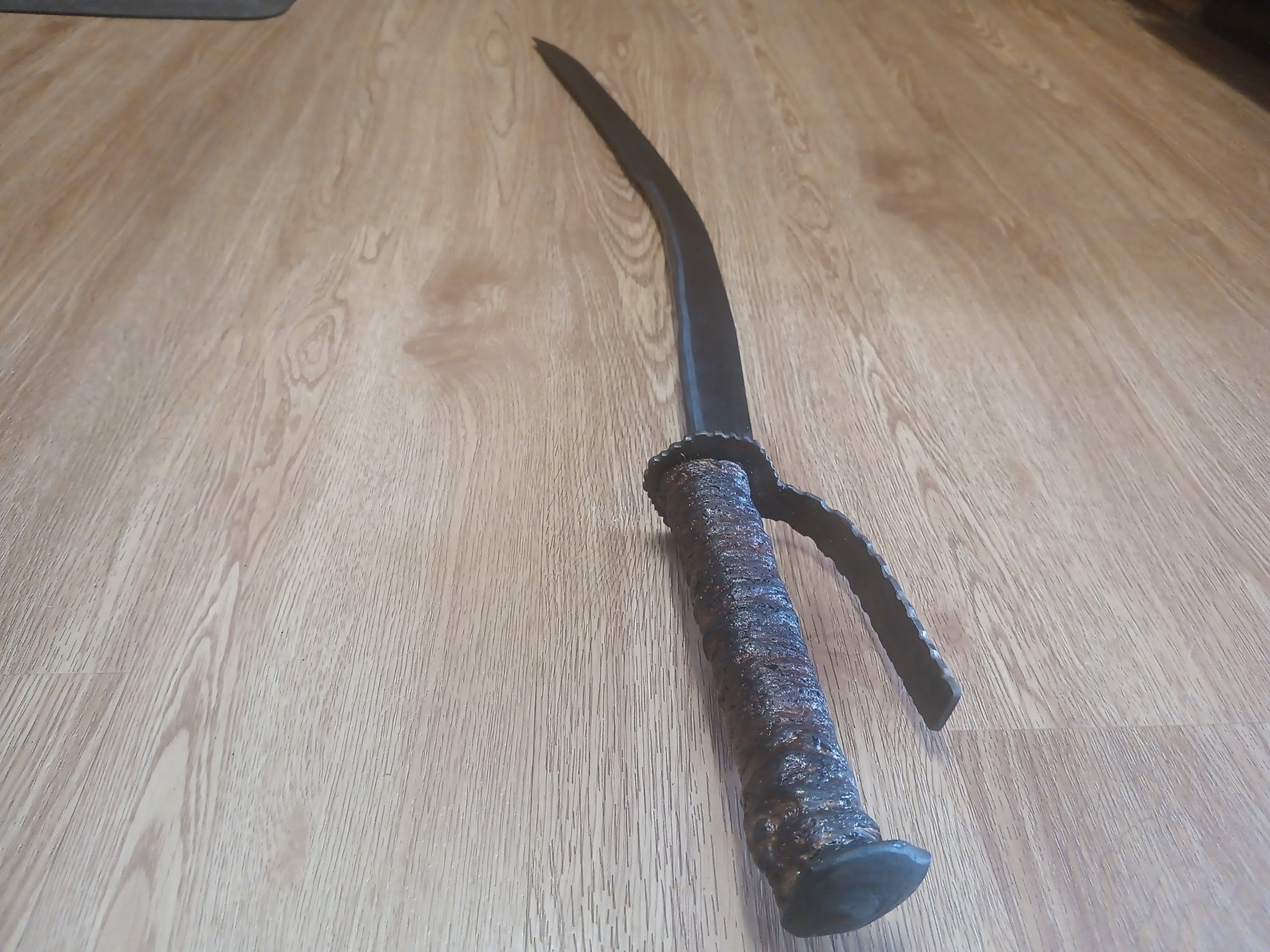 Two Handed Turkish Style Kilij Sword With Bar Guard, Railroad Spike ...