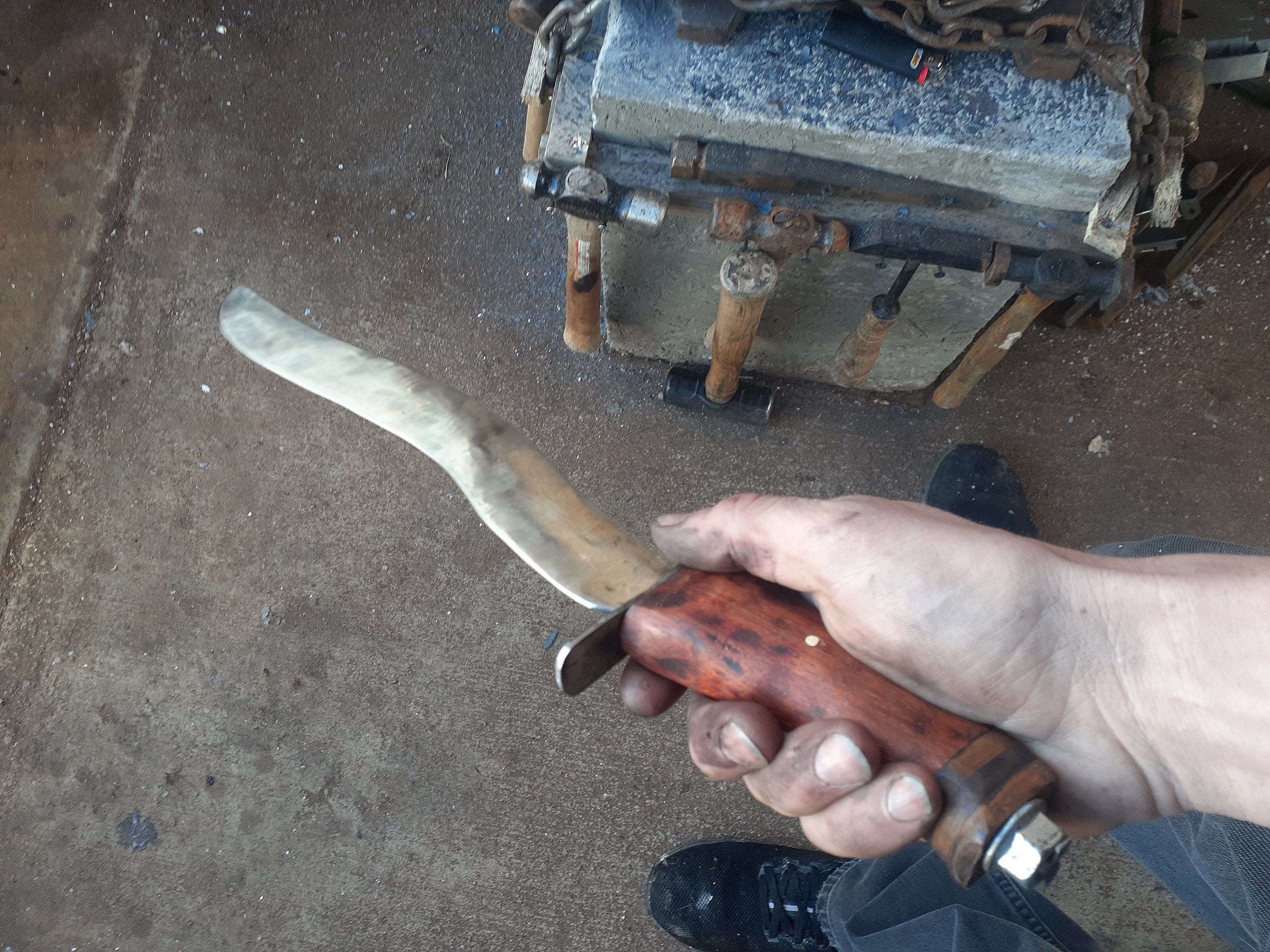 Large Recurve Knife With Multi-wood Pistol Grip Handle Hand - Etsy