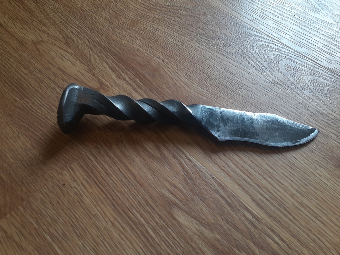 Hand Forged Railroad Spike Hunting Knife With Clip Point Blade and ...