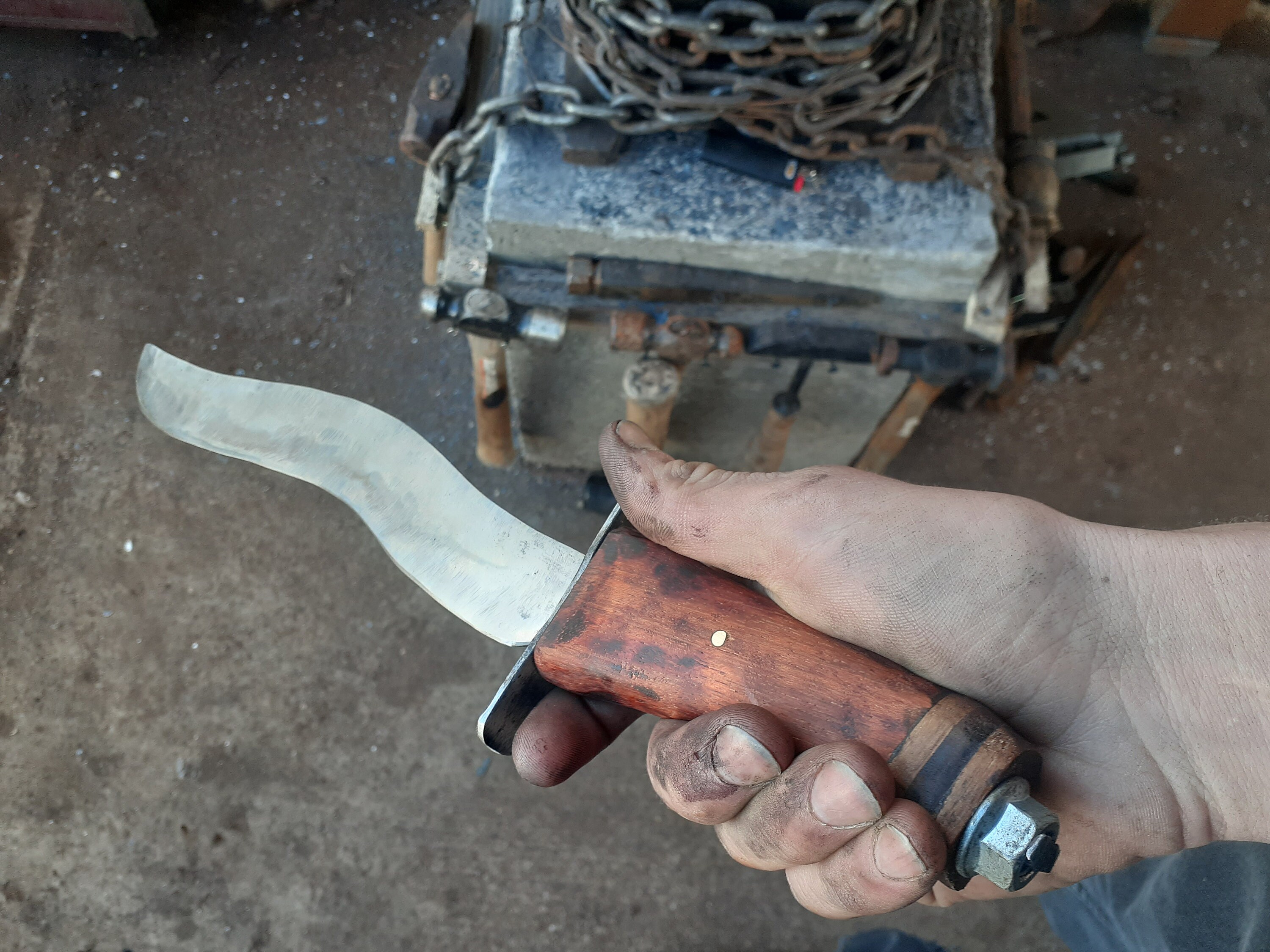 Large Recurve Knife With Multi-wood Pistol Grip Handle Hand - Etsy