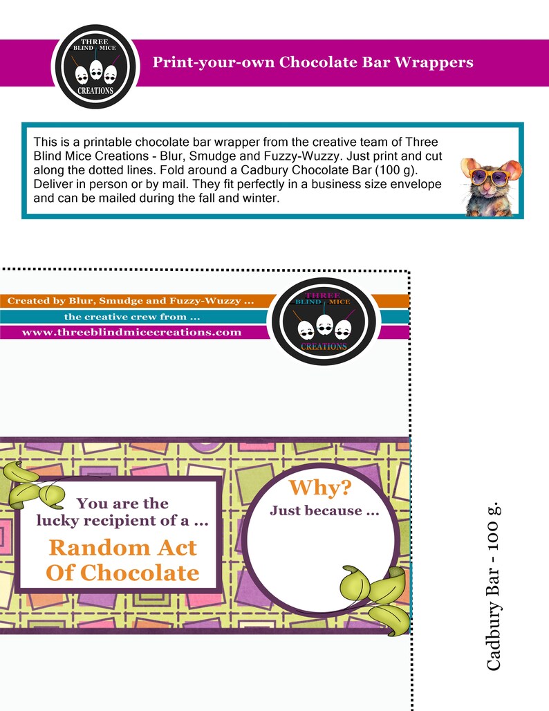 Printable Chocolate Bar Wrappers Cadbury 100 G. - Etsy