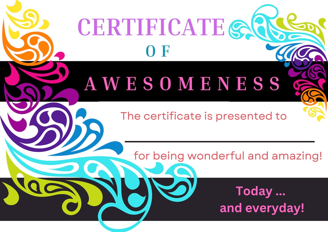 Certificate of Awesomeness - Etsy