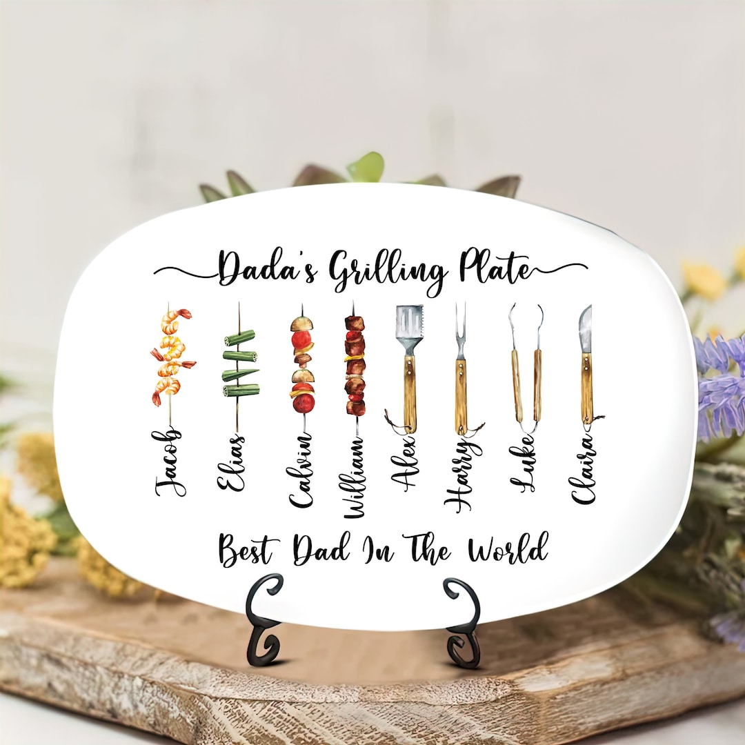 Daddy's Grilling Plate Personalized With Kids Name for Father's Day ...
