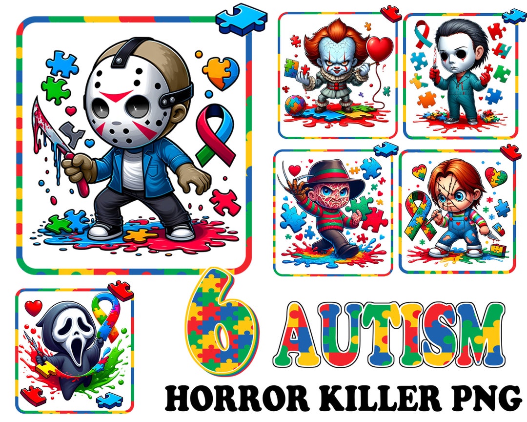 6 Autism Horror Killer Png Bundle, Autism Awareness Png, Awareness Png ...